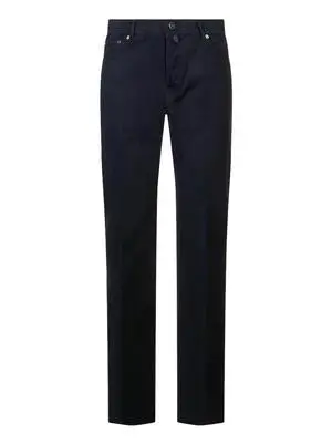 Kiton Logo Patch Straight-leg Trousers - Blue
