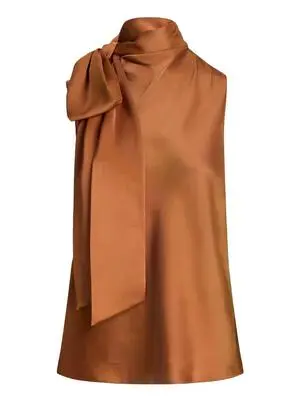 Ralph Lauren Sleeveless Pussy-bow Blouse - Brown