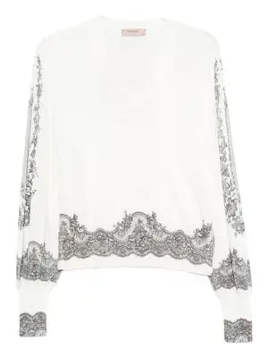 TWINSET TWINSET Lace-Trim Balloon-Sleeve Knit