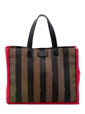 Fendi Pequin Canvas Shopping Tote Bag - Brown