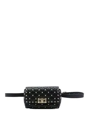 Valentino Garavani 2000-2017 Lambskin Rockstud Spike Belt Bag - Black