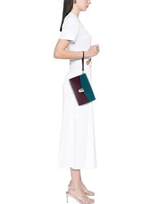 Prada 2000-2013 Bicolor Saffiano Envelope Push Lock Clutch Bag - Red