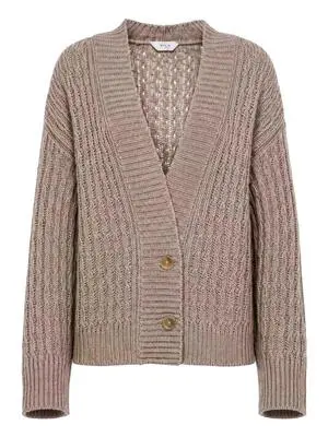 Malo Cable-knit V-neck Cardigan - Brown