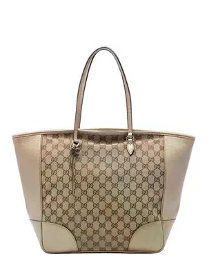 Gucci Gg Canvas And Metallic Calfskin Bree Tote Bag - Neutrals