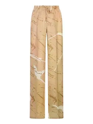 Kiton Paint-splatter Wide Leg Trousers - Neutrals