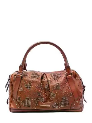 Burberry 2000-2017 Leather Heart Studded Boston Bag - Brown