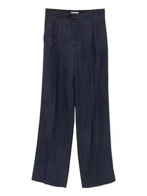 Sandro Sequin Embellished Striped Trousers - Blue
