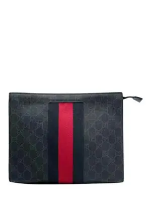 Gucci 2000-2015 Gg Supreme Web Clutch Bag - Black