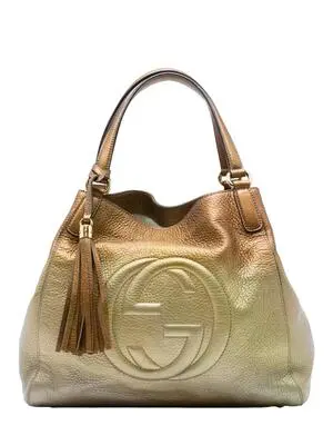 Gucci 2016-2026 Medium Ombre Pebbled Calfskin Soho Cellarius Tote Bag - Gold