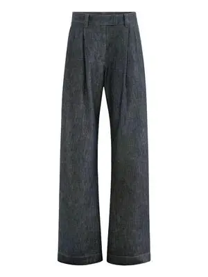 Brunello Cucinelli Sparkling No-fade Denim Loose Curved Trousers With Monili Embellishment - Blue