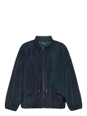Max Mara Drawstring-neck Elasticated-hem Jacket - Blue