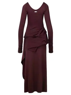 NACHE Draped Long-sleeve Maxi Dress - Red