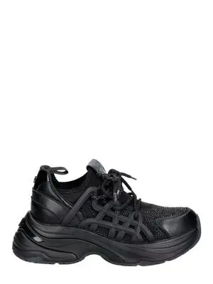 BUFFALO Senta Glam Crystal-embellished Sneakers - Black