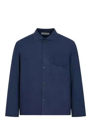 You Must Create Chest-pocket Button-up Shirt - Blue