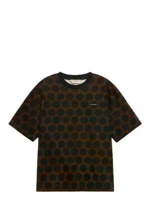 Marni Cotton T-shirt With Polka Rhythm Print - Brown