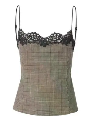 PINKO PINKO Lace-Trim Prince Of Wales Check Top