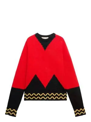 Marni Geometric Intarsia Wool Sweater - Red