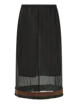TELA Ophelia Fringed Layered Midi Skirt - Black
