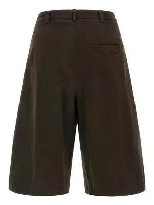 TELA Pleated Canvas Tailored Shorts - Brown