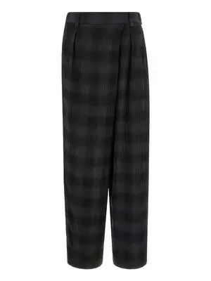 TELA Asymmetrical Check-pattern Trousers - Black