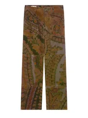 Dries Van Noten DRIES VAN NOTEN Printed Corduroy Workwear Pants Brown