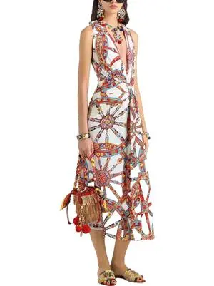 Dolce & Gabbana Dolce & Gabbana Carretto-Print Viscose Jersey Midi Dress White