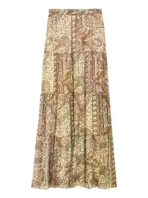 Ba&sh Ba&Sh Paisley-Print Tiered Maxi Skirt Neutrals