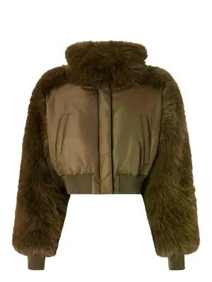 Pinko Paneled Cropped Jacket With High Neck - Brown