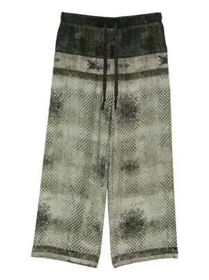 ZIGGY CHEN Printed Drawstring Trousers - Green