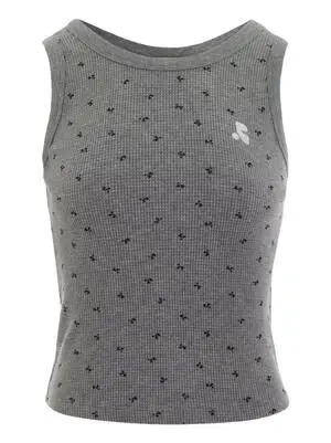 REST&RECREATION Rest&Recreation Sleeveless Floral-Print Waffle Knit Top