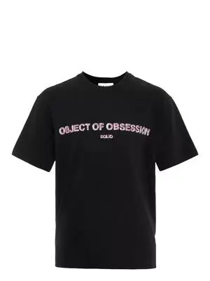 SOLID HOMME Object Lettering T-shirt - Black