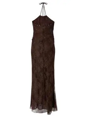 Pinko Lace-overlay Halterneck Dress - Brown