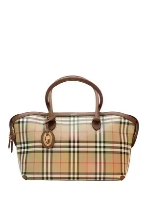 Burberry Small Check Zip Tote Neutrals