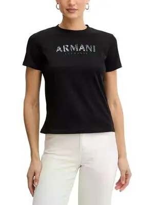 Armani Exchange Sequin Logo Crewneck T-shirt - Black
