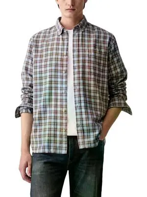 LES DEUX Check-pattern Button-down Shirt - Blue