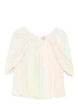 FETICO Gathered Short-sleeve Blouse - Grey