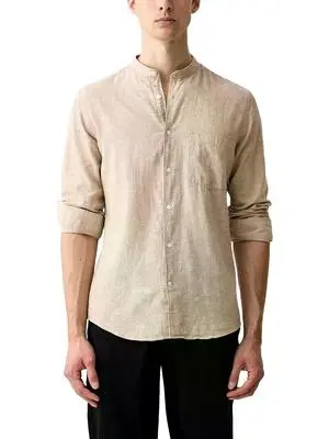 LINDBERGH Mandarin-collar Chest-pocket Shirt - Neutrals