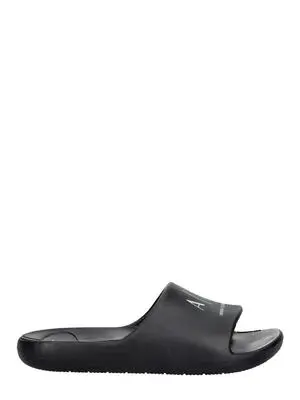 Armani Exchange Logo Print Slides - Black