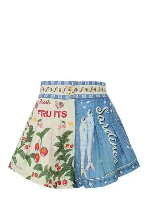 Agua Bendita Agua Bendita Nalia Graphic-Print Pleated Shorts Blue