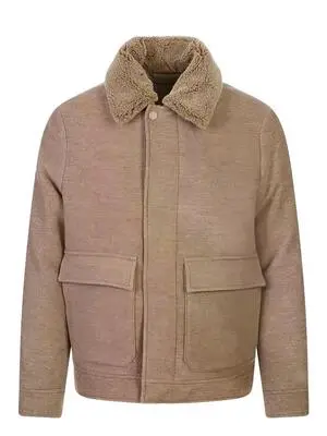 Canali Shearling Collar Jacket - Brown