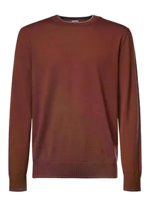 Eleventy Contrast-trim Crew-neck Sweater - Brown