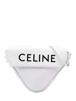 Celine 2020 Smooth Calfskin Logo Triangle Crossbody Bag - White