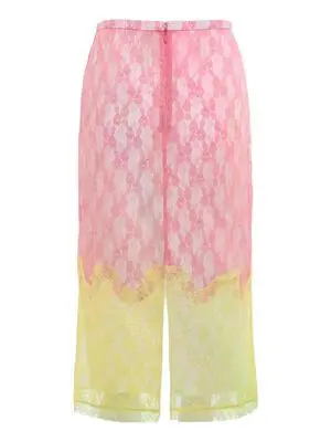 PUSHBUTTON Lace Overlay Midi Skirt - Pink