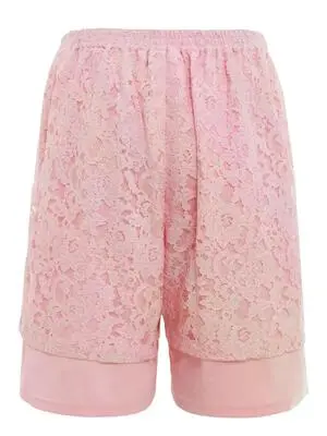 PUSHBUTTON Floral Lace Layered Shorts - Pink