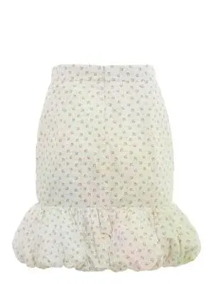 PUSHBUTTON Floral Print Bubble Hem Skirt - White