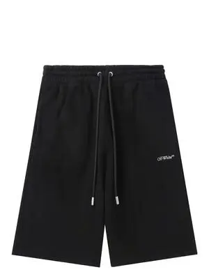 Off-White Cotton Jersey Shorts With Logo Print - Black