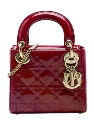 Dior Mini Patent Cannage Lady Satchel - Red