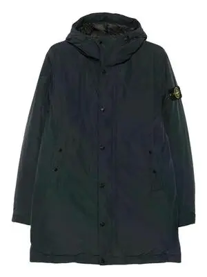 Stone Island Logo Patch Hooded Jacket - Blue