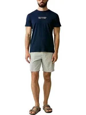 TRUSSARDI Logo-print Short-sleeve T-shirt - Blue