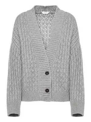 Malo Anna Cable-knit Cashmere Cardigan - Grey
